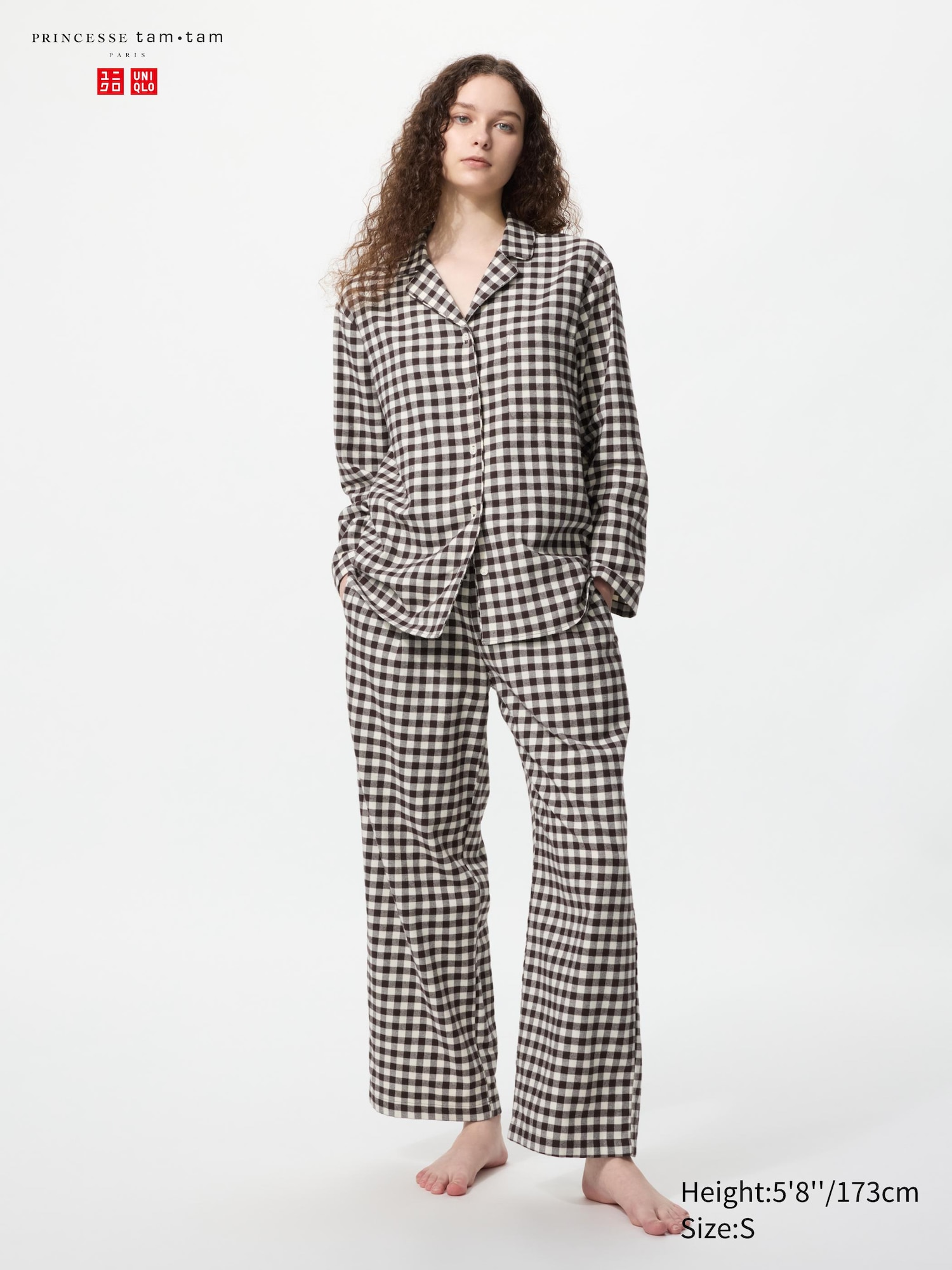 Women's Flannel Pyjamas (Long Sleeve, Gingham) | UNIQLO UK