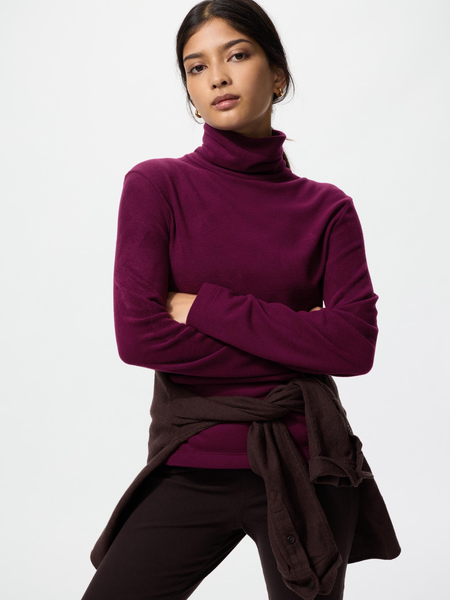 Women's HEATTECH Fleece Turtle Neck Long Sleeve T-Shirt | UNIQLO ID