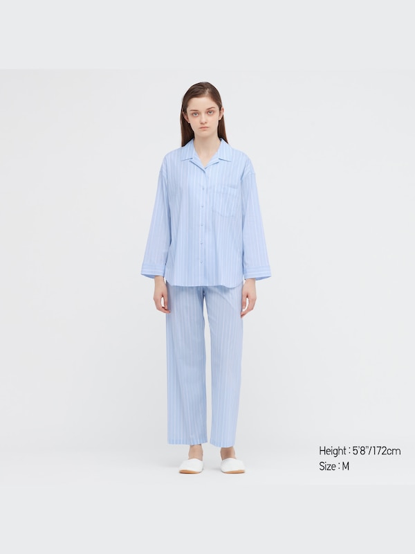 Women's Soft Stretch Long Sleeve Pajamas (Striped) | UNIQLO ID