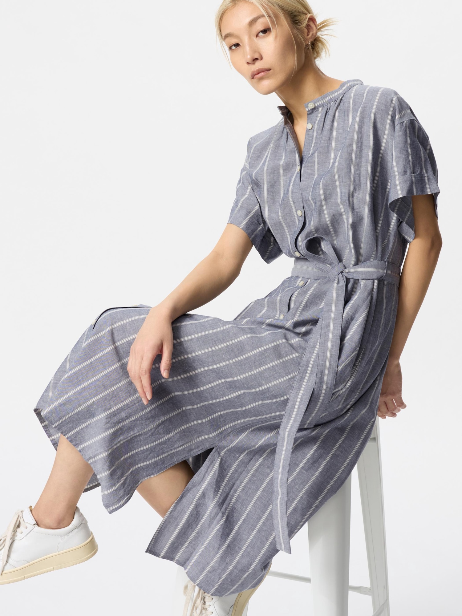 Women's Linen Blend Relax Dress | Short Sleeve | UNIQLO ID