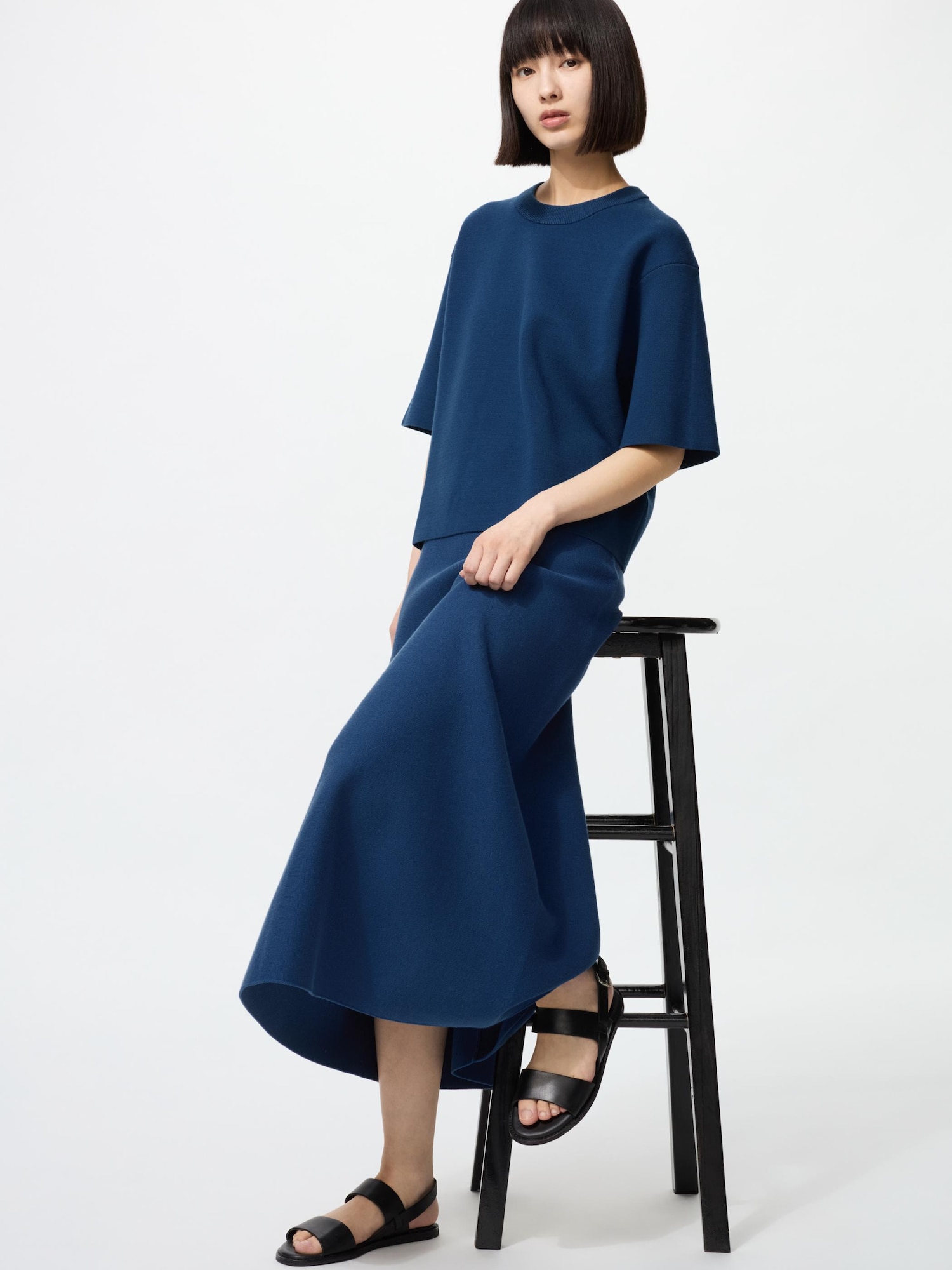 Rok Washable Milano Rib Flare (Matching Set) Wanita | UNIQLO ID