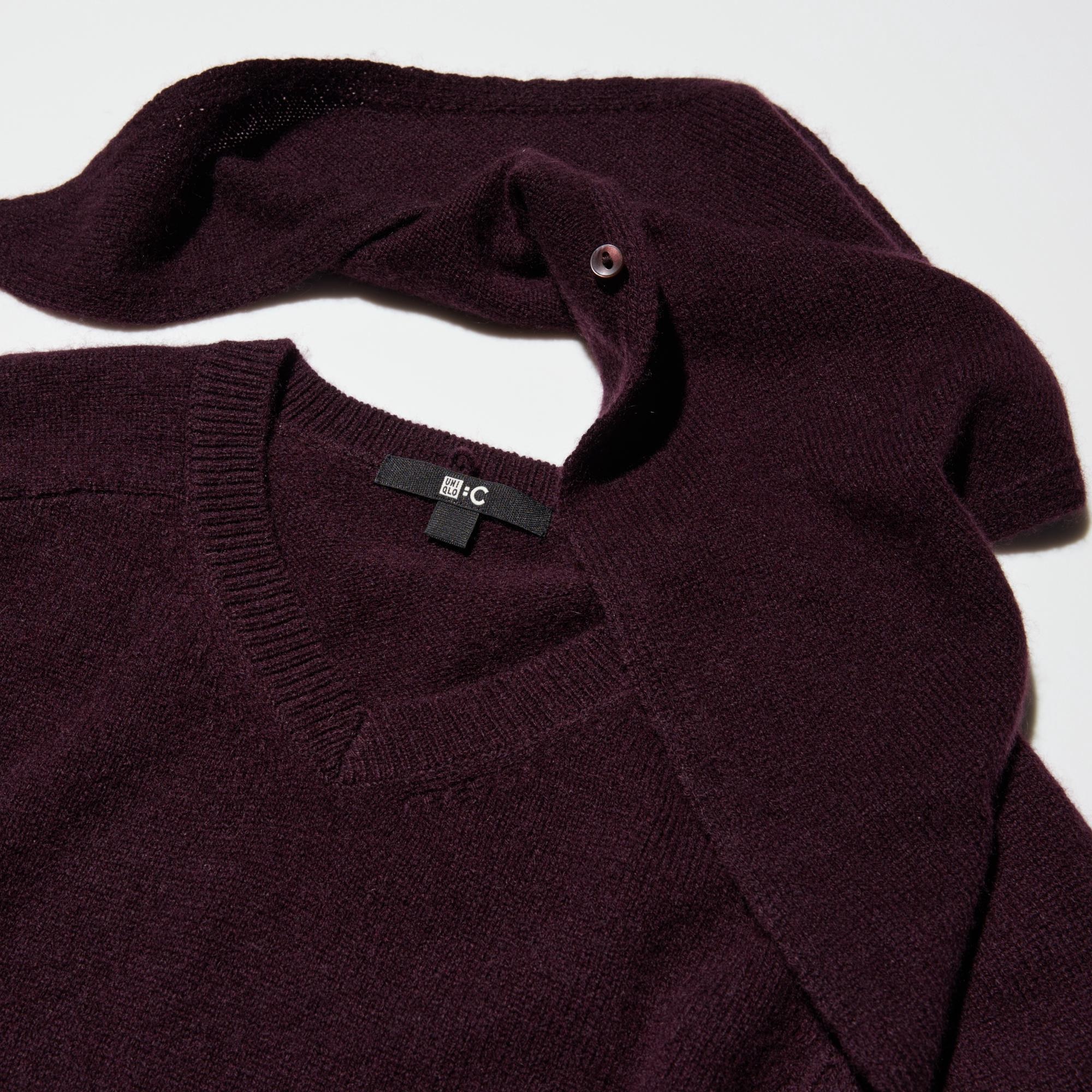 Sweater Rileks Kasmir Kerah V (Syal) Wanita | UNIQLO ID