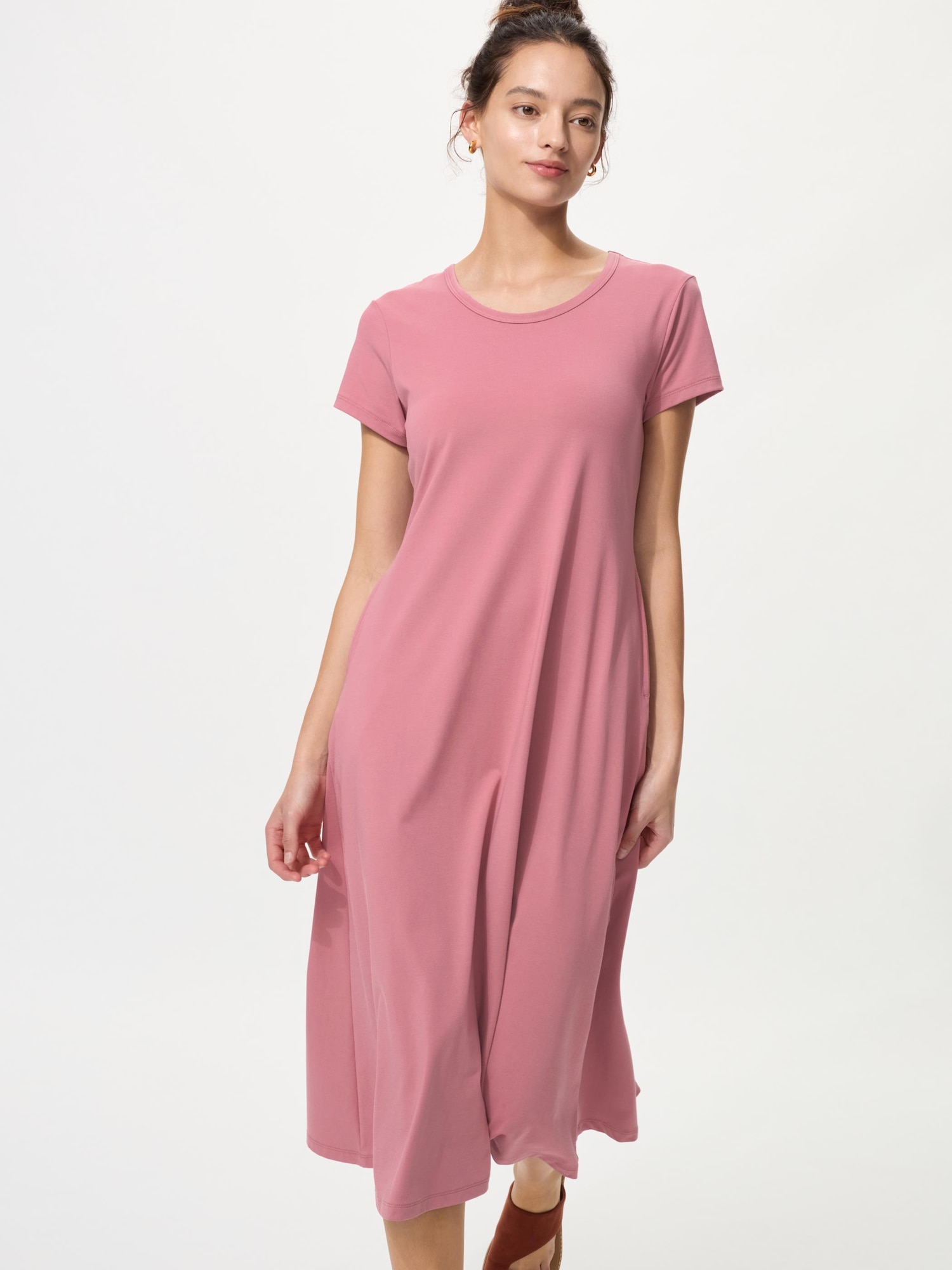 AIRism Katun Gaun Flare | Lengan Pendek Wanita | UNIQLO ID