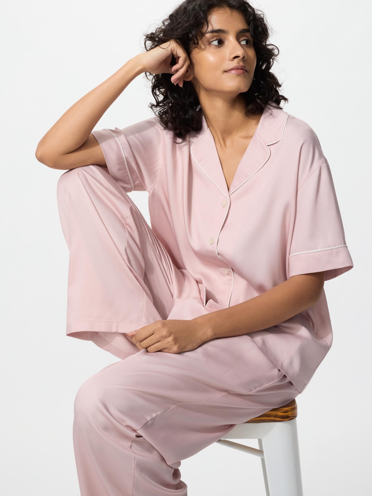 Women's Satin Pajamas Short Sleeve | UNIQLO IN