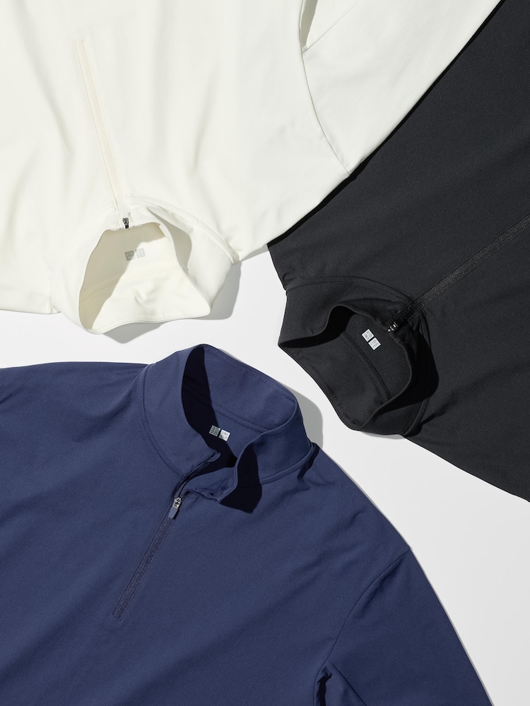 ユニクロ公式 | ドライEXUVカットハーフジップTシャツ