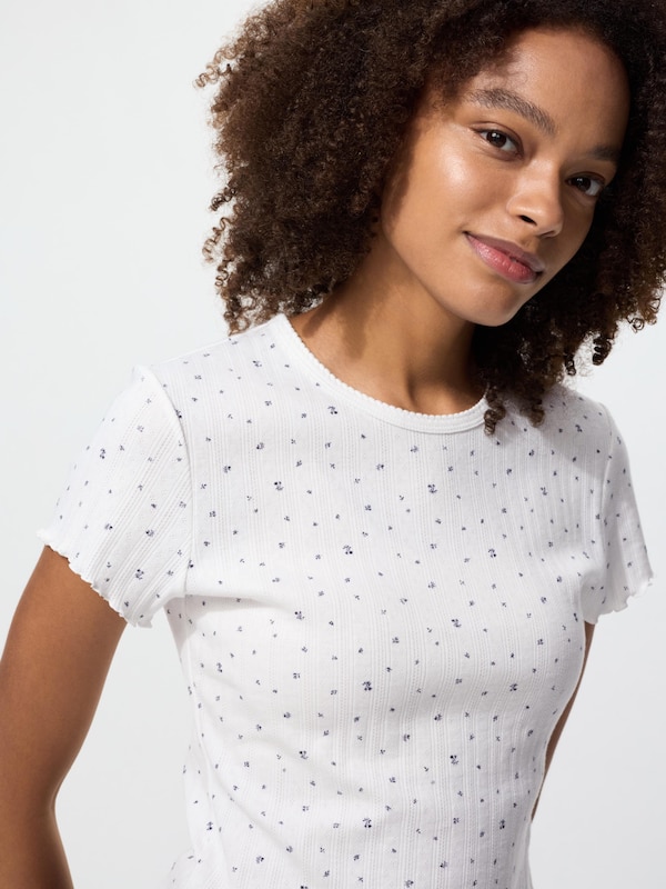 Women's Pointelle Mini T-shirt | Print | UNIQLO MY
