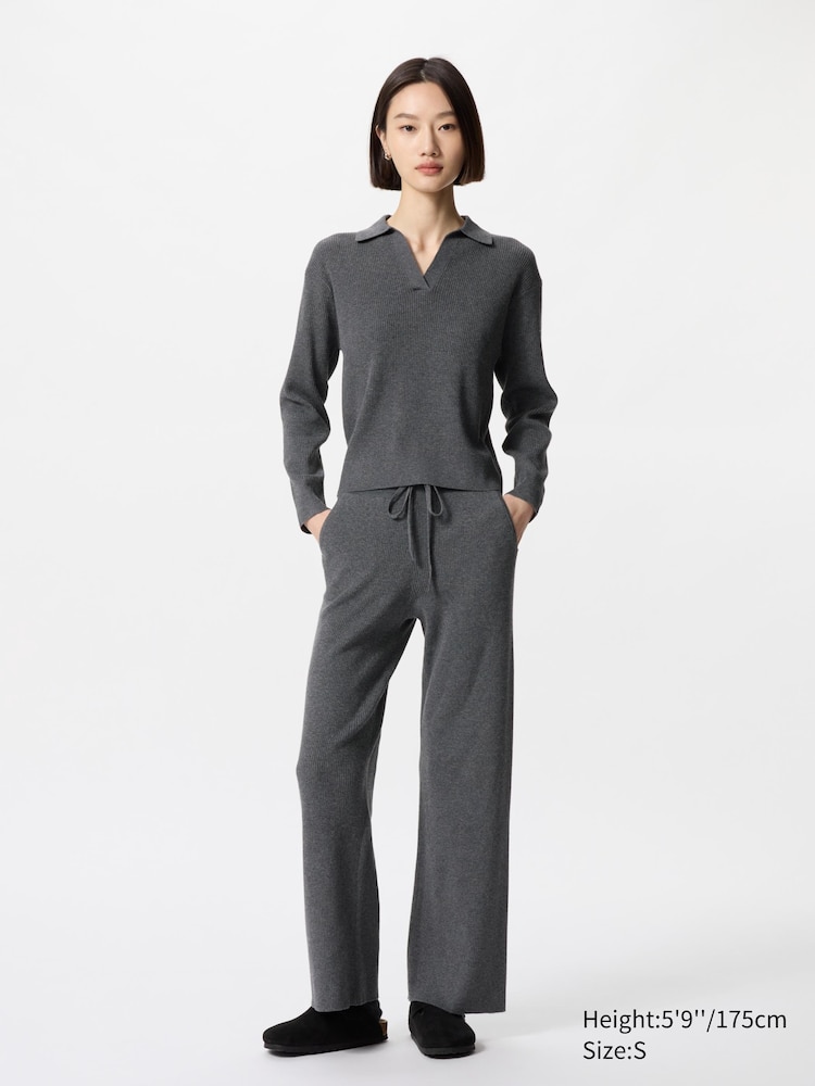 Washable Ribbed Knit Polo Sweater | UNIQLO US