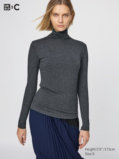 Women's HEATTECH Cashmere Blend T-Shirt | Extra Warm | Turtleneck ...