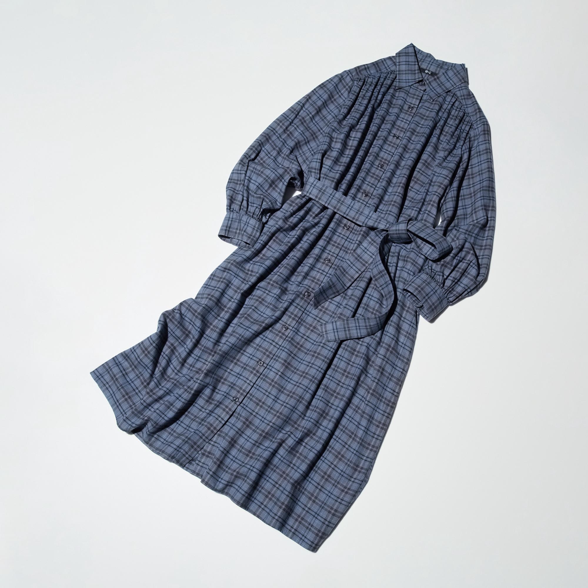 Women's Belted Shirt Dress | Checked | UNIQLO US