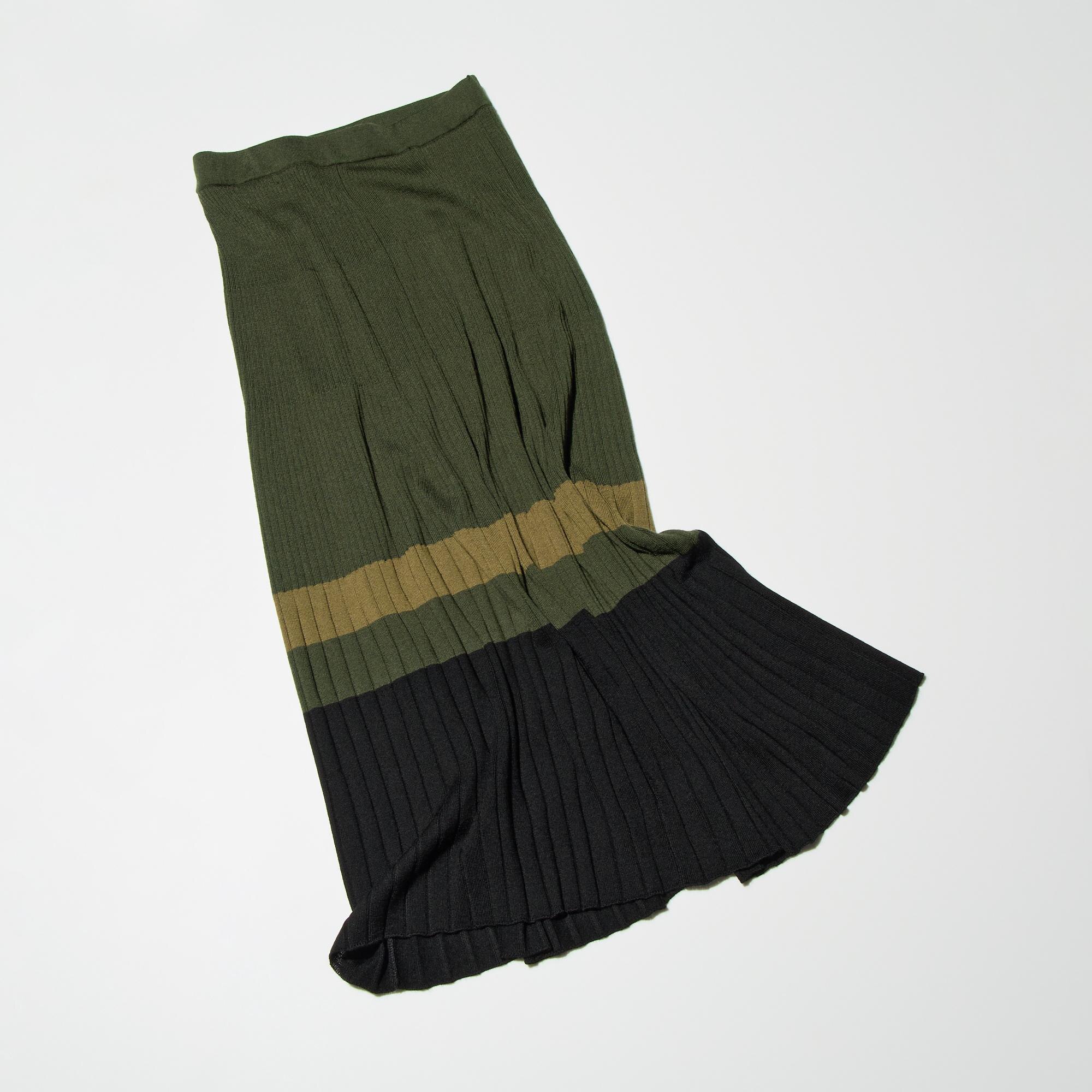 Women's Merino Blend Ribbed Skirt | Color Block | UNIQLO US