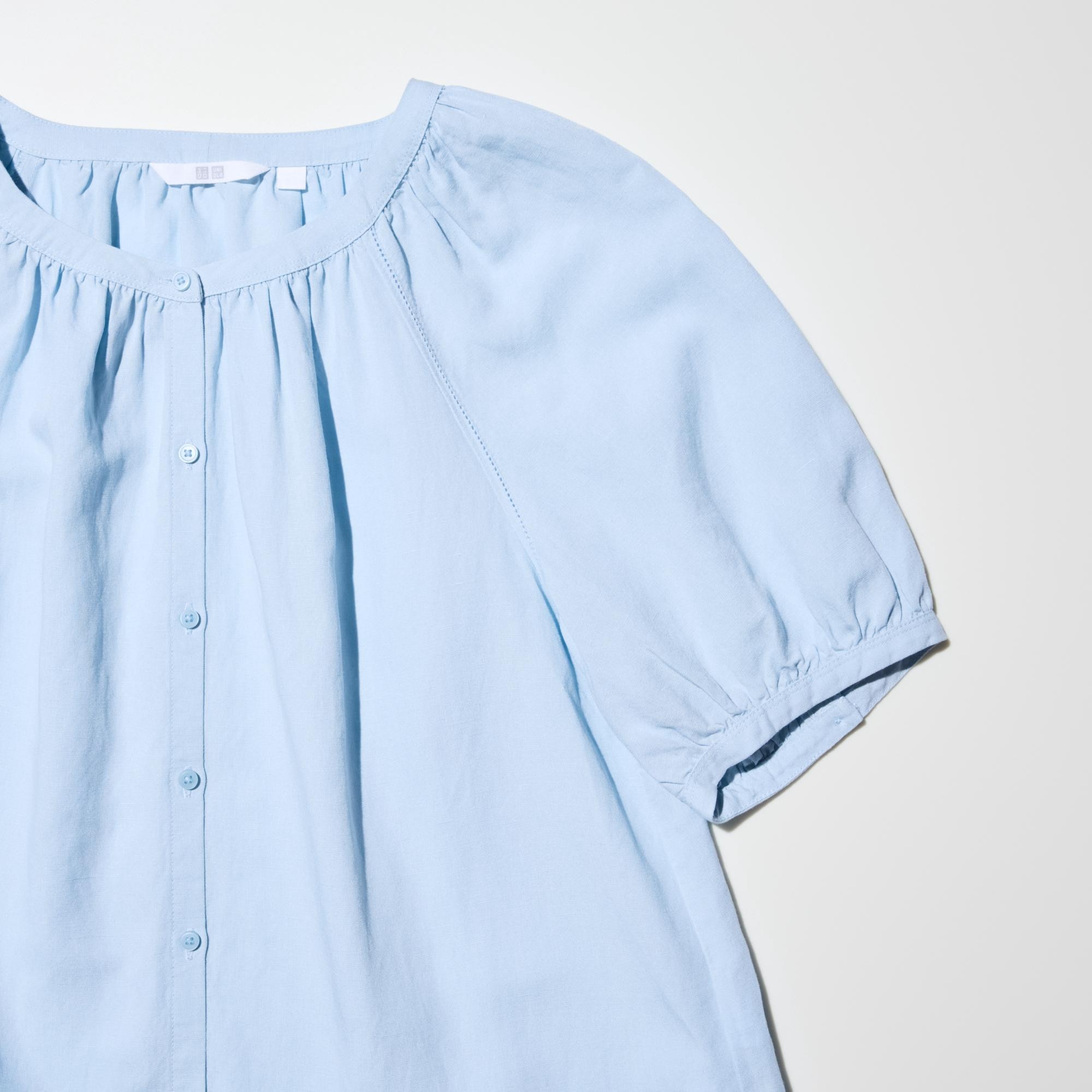 Linen Blend Volume Sleeve Blouse | UNIQLO US