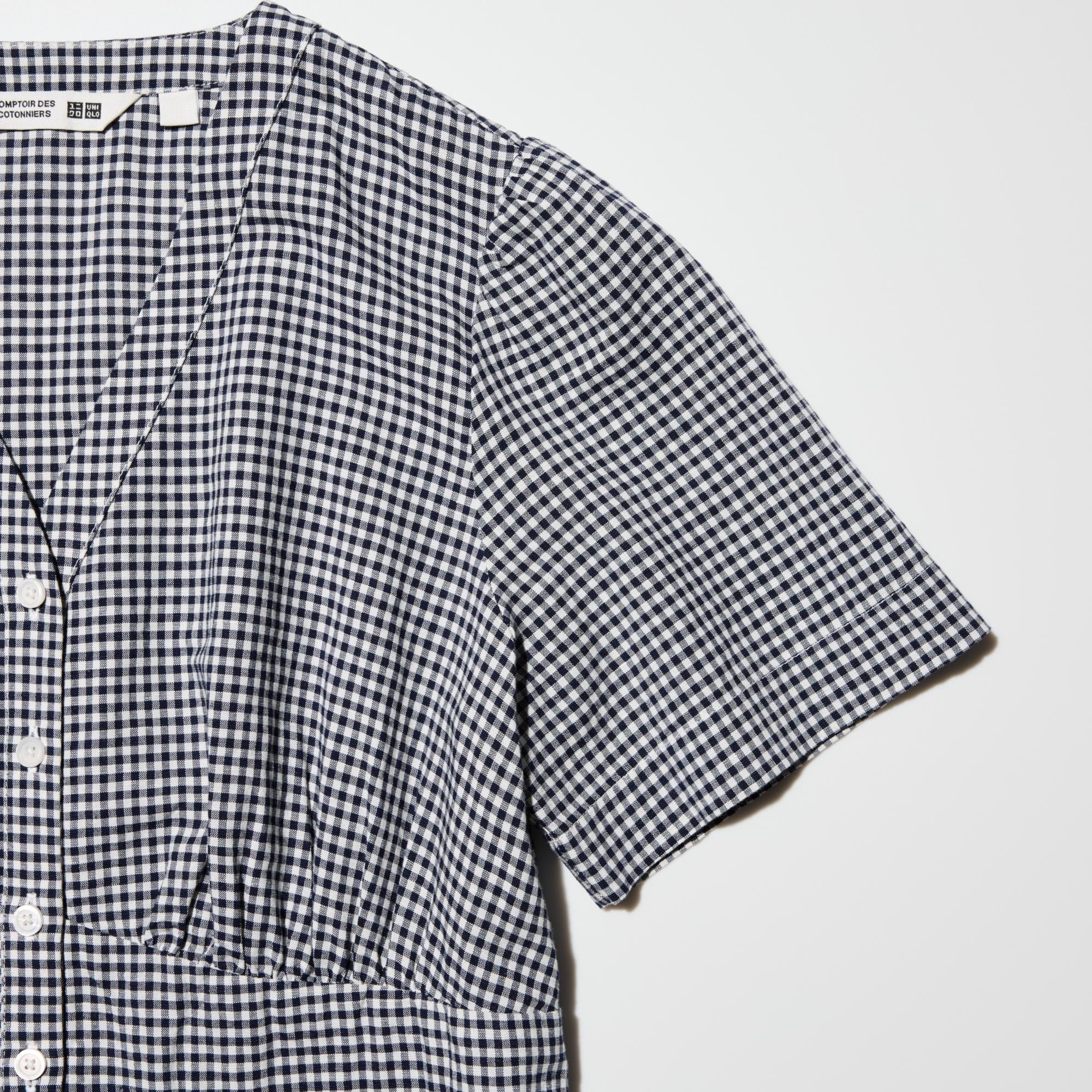 Women's Linen Blend Dress | V Neck | Gingham | UNIQLO US