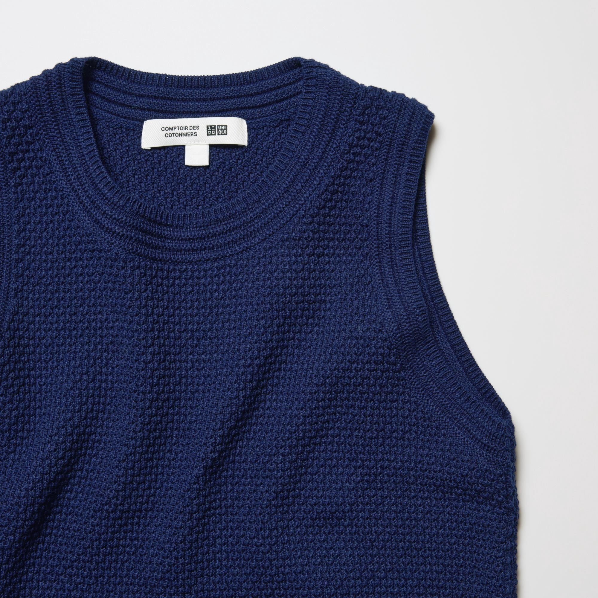Women's Cotton Popcorn Short Sweater | Sleeveless | UNIQLO US