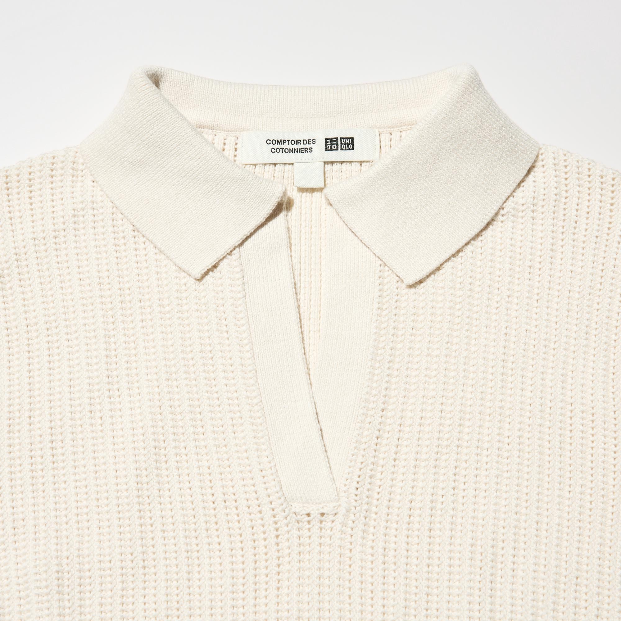 Women's Cotton Pointelle Skipper Polo Sweater | UNIQLO US