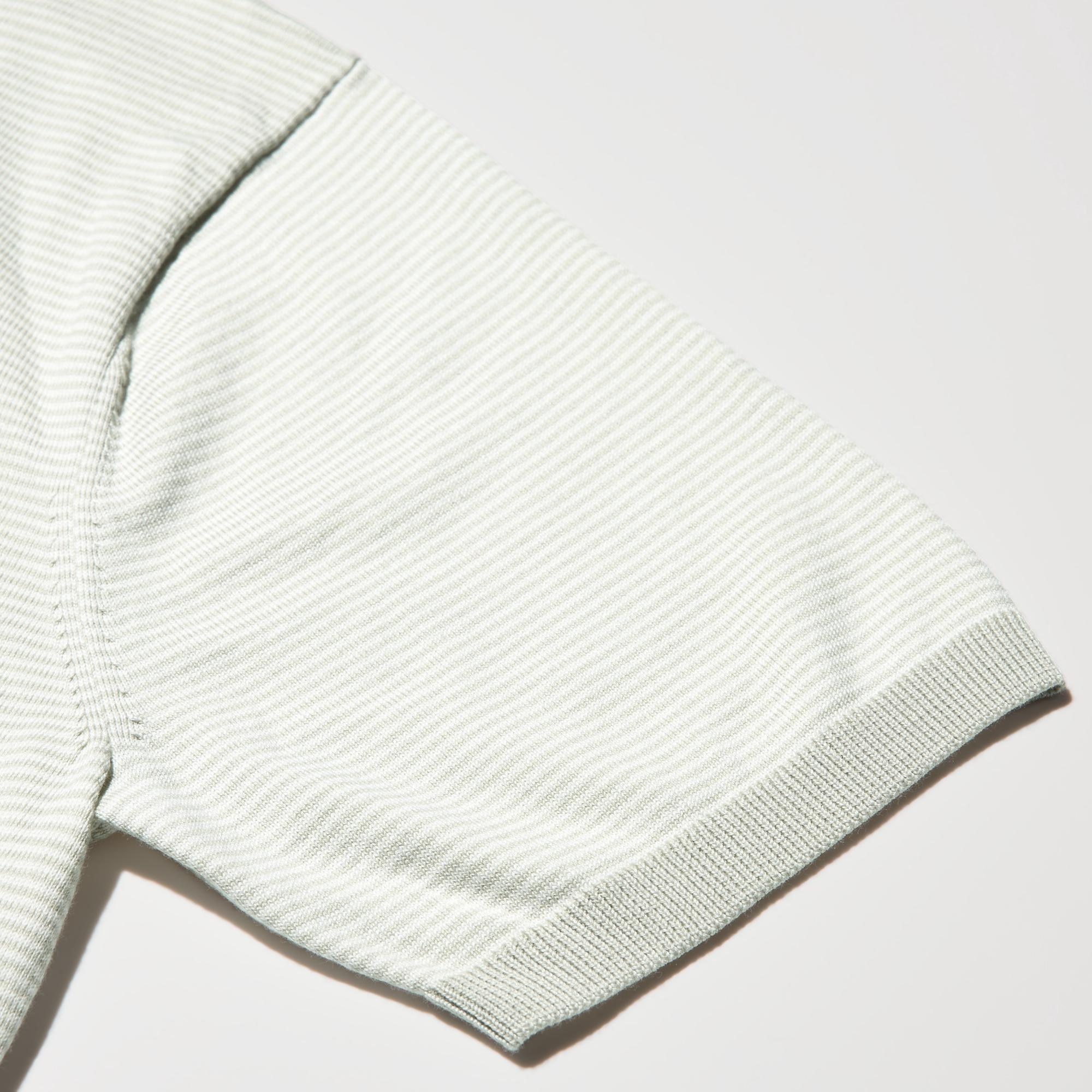 Men's Washable Knitted Polo Sweater | Short Sleeve | Striped | UNIQLO US